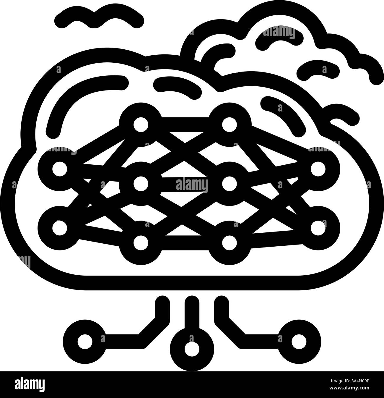cloud computing network ai integration line icon vector illustration ...