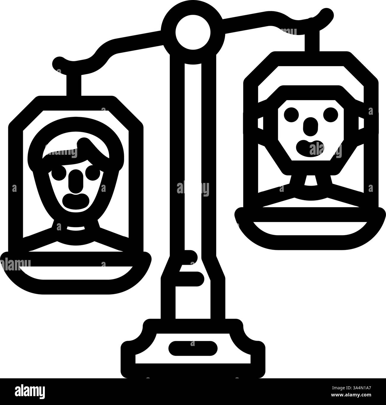 ethical ai balance scale deep learning line icon vector illustration ...