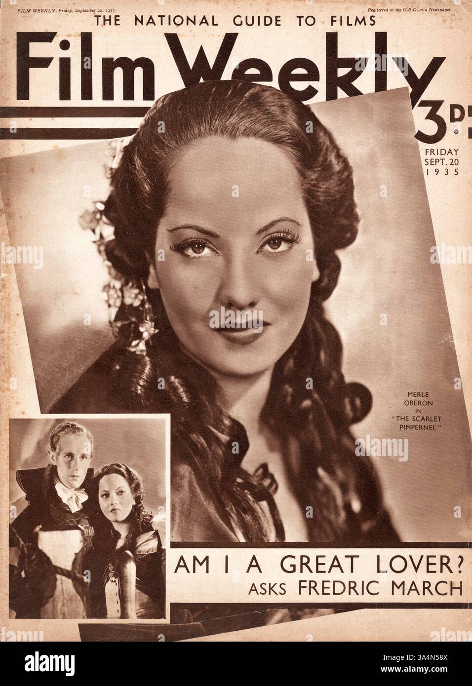 1935 film weekly actress merle oberon hi-res stock photography and images - Alamy