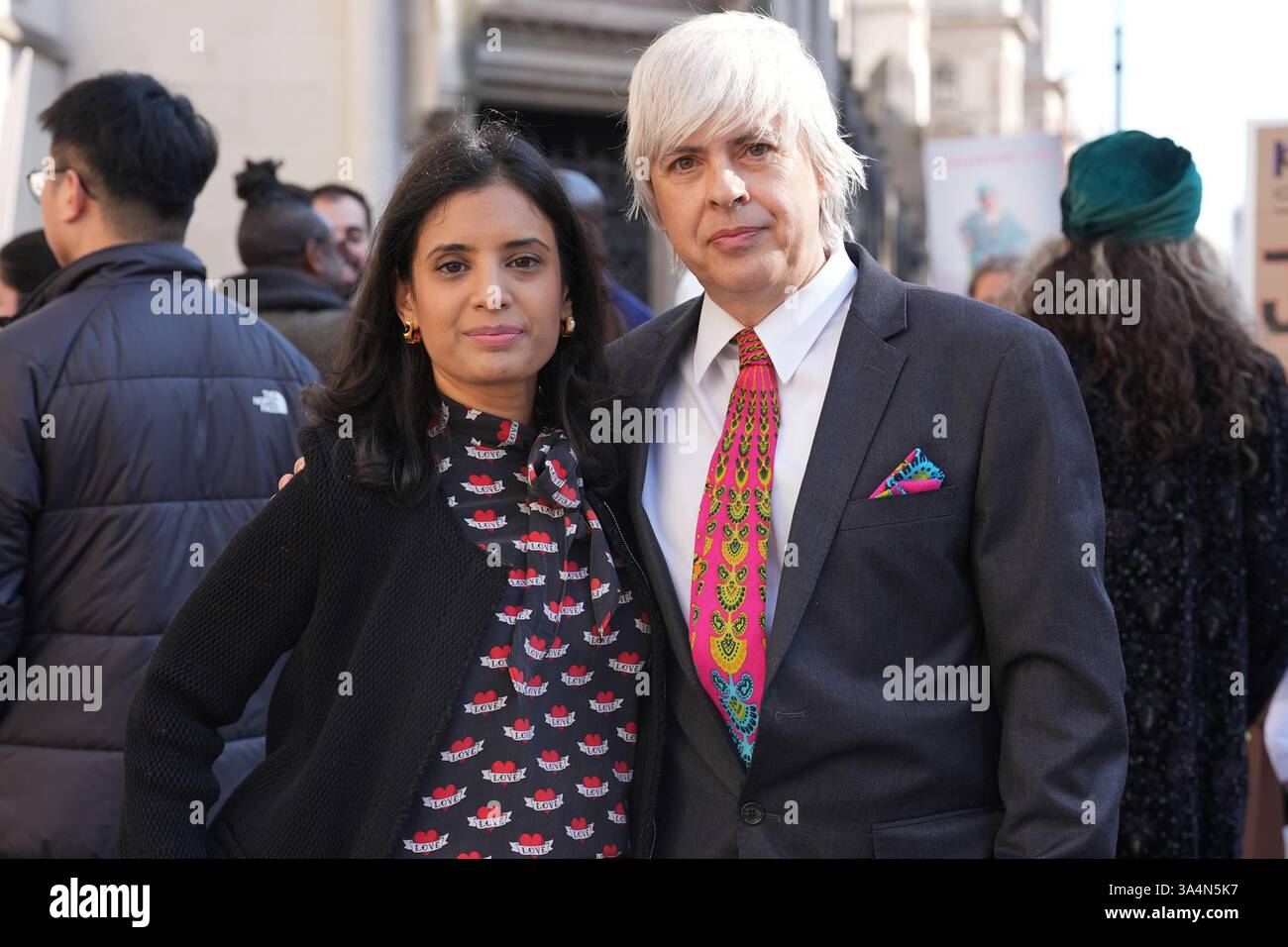 Deepti Patel and Michael-Karim Kerman outside the Royal Courts of Justice, central London, ahead ...