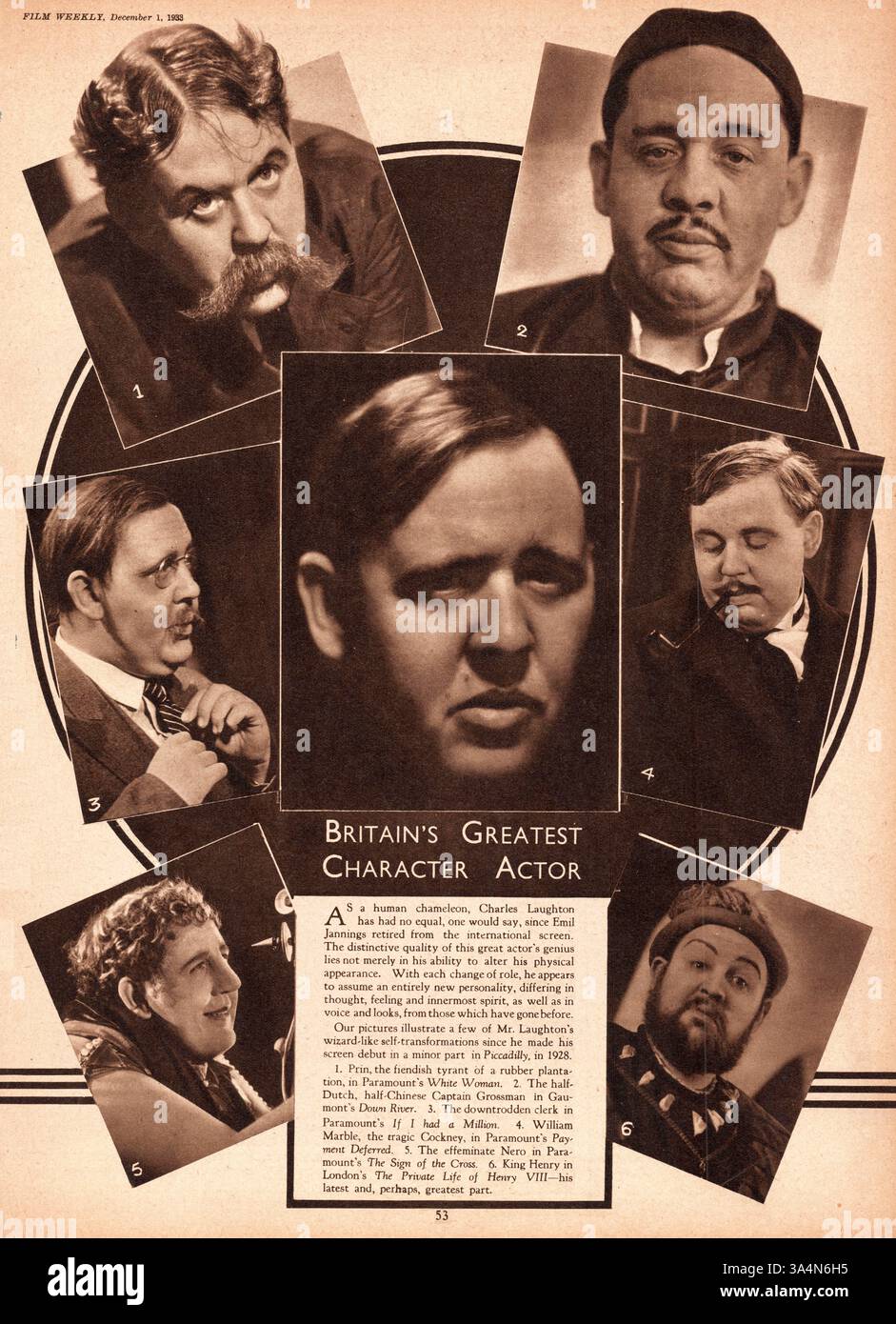 1933 film weekly actor charles laughton hi-res stock photography and ...