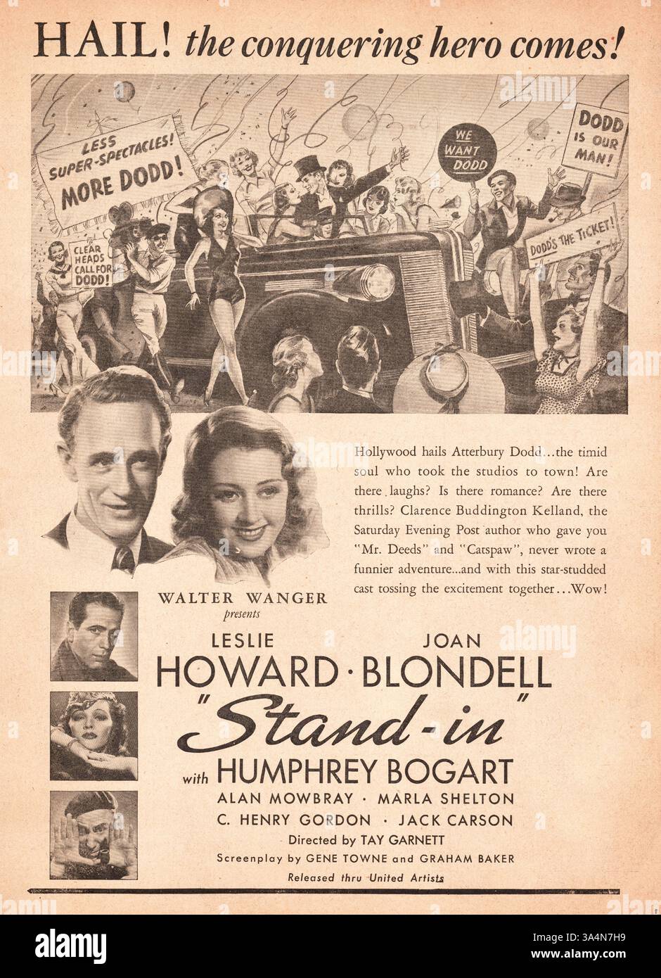 1937 film advert Stand In starring Joan Blondell, Leslie Howard and ...