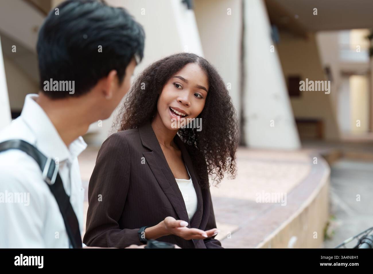 Sustainable Practices and Positive Communication. Two professionals ...