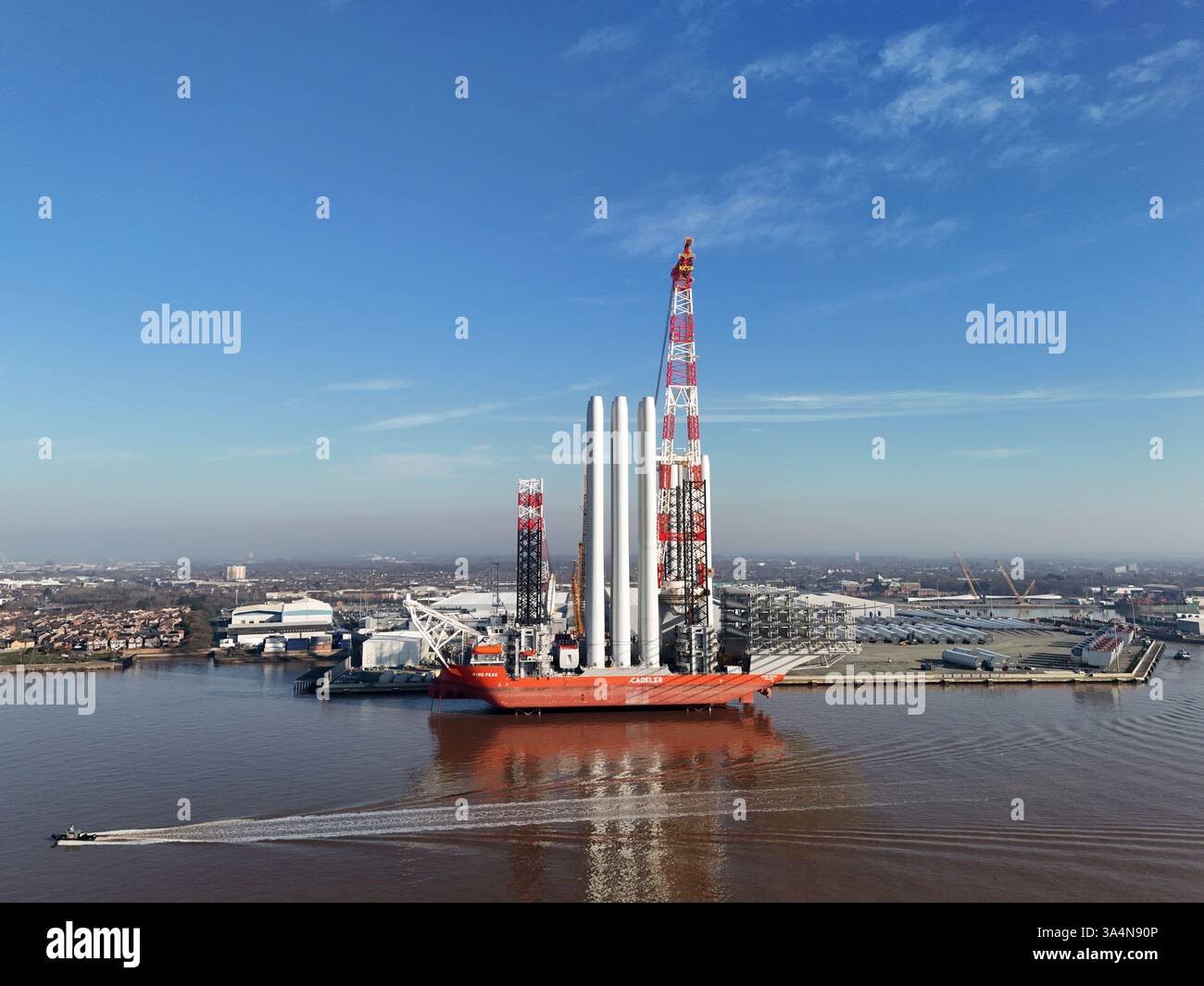 wind peak Vessel docked at Siemens Gamesa, wind turbine factory on the ...