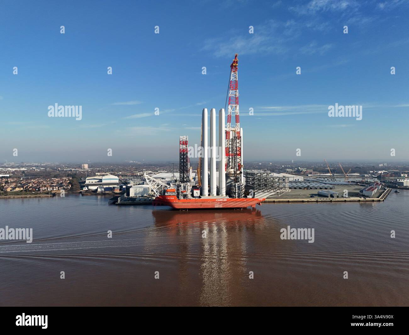 wind peak Vessel docked at Siemens Gamesa, wind turbine factory on the ...
