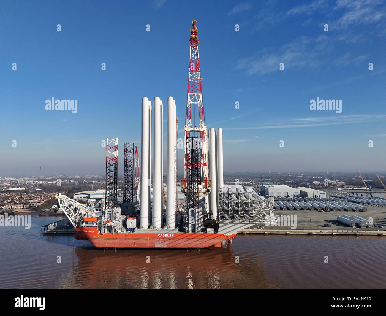 wind peak Vessel docked at Siemens Gamesa, wind turbine factory on the ...