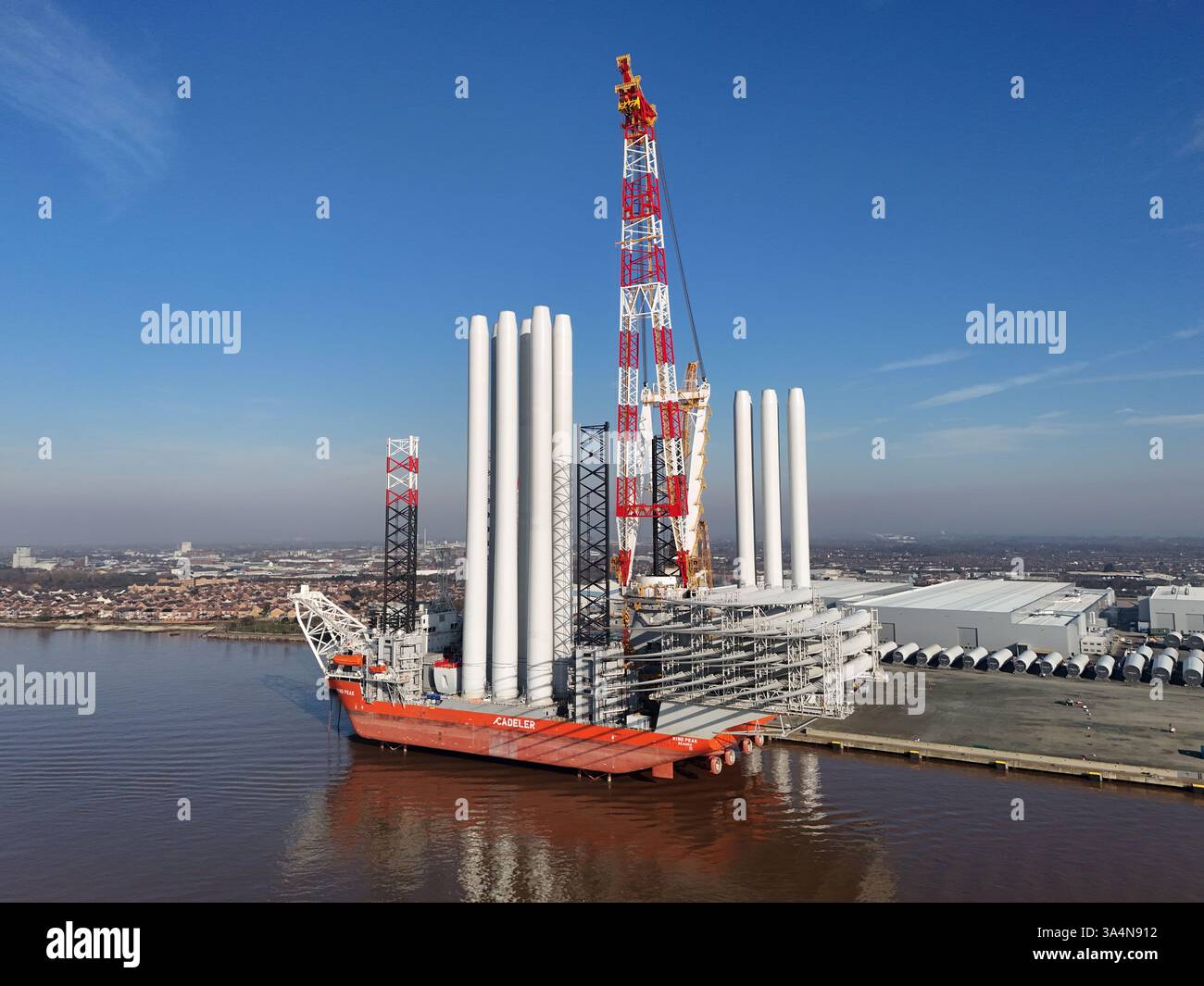 wind peak Vessel docked at Siemens Gamesa, wind turbine factory on the ...