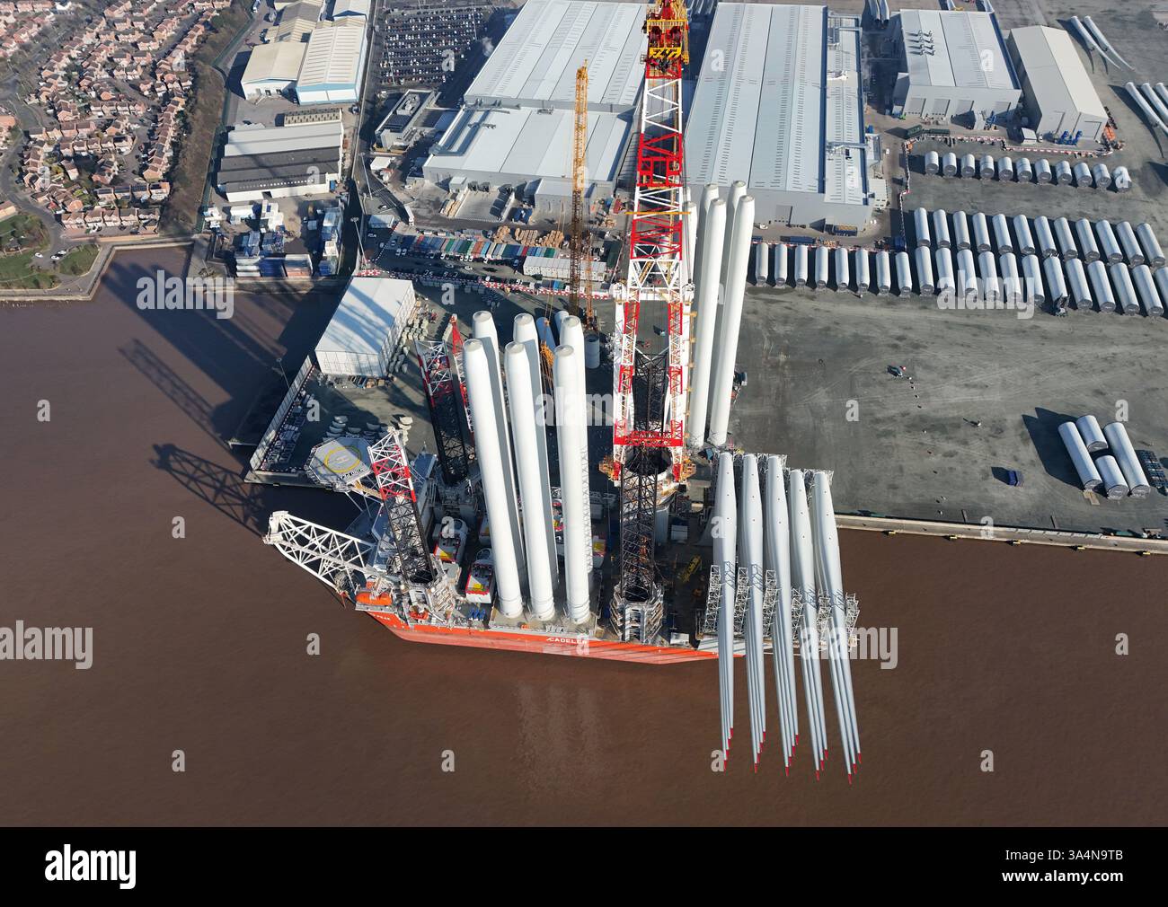 wind peak Vessel docked at Siemens Gamesa, wind turbine factory on the ...
