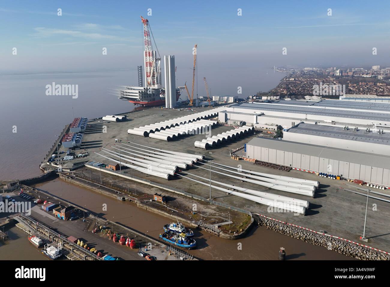 wind peak Vessel docked at Siemens Gamesa, wind turbine factory on the ...