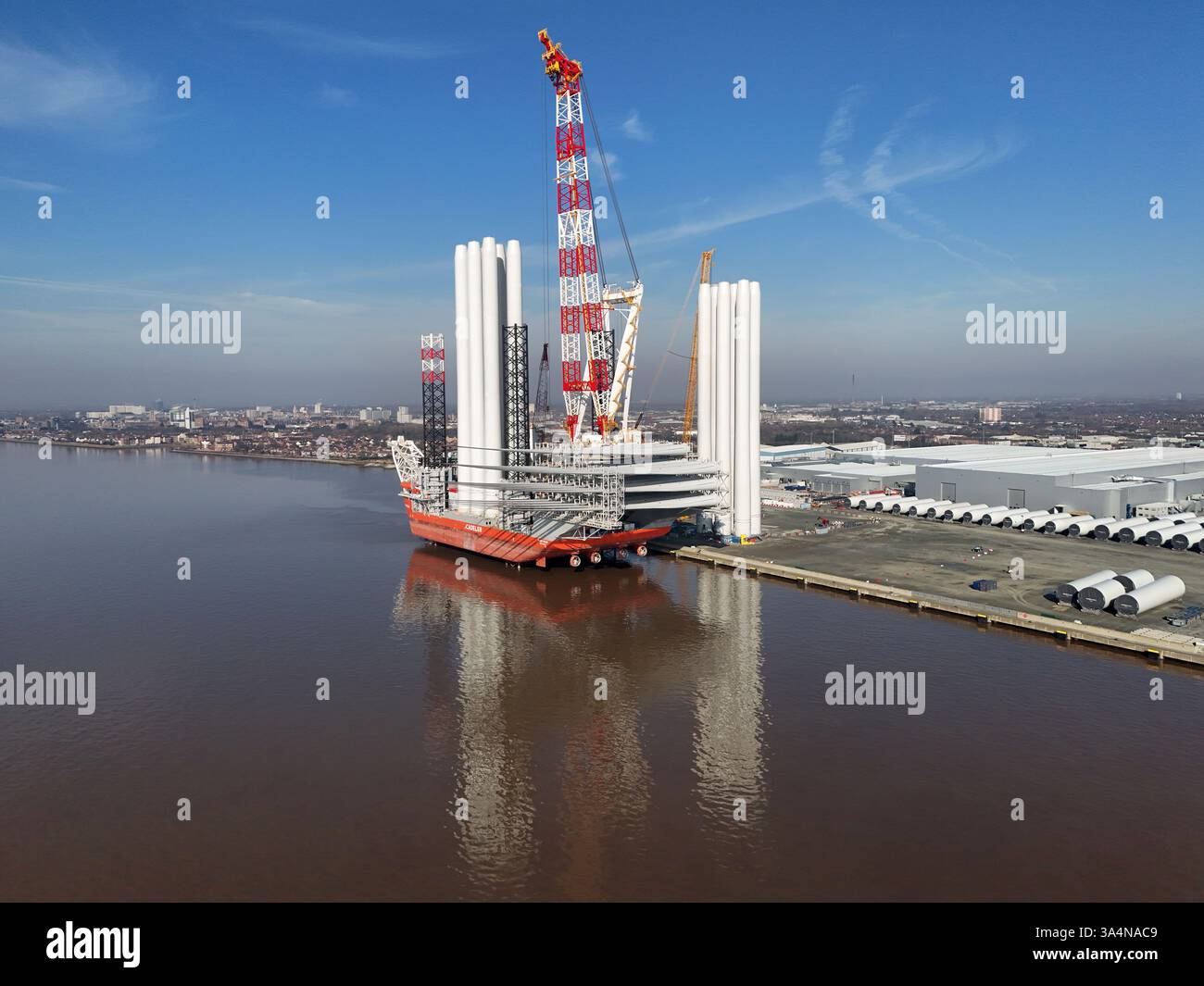 wind peak Vessel docked at Siemens Gamesa, wind turbine factory on the ...