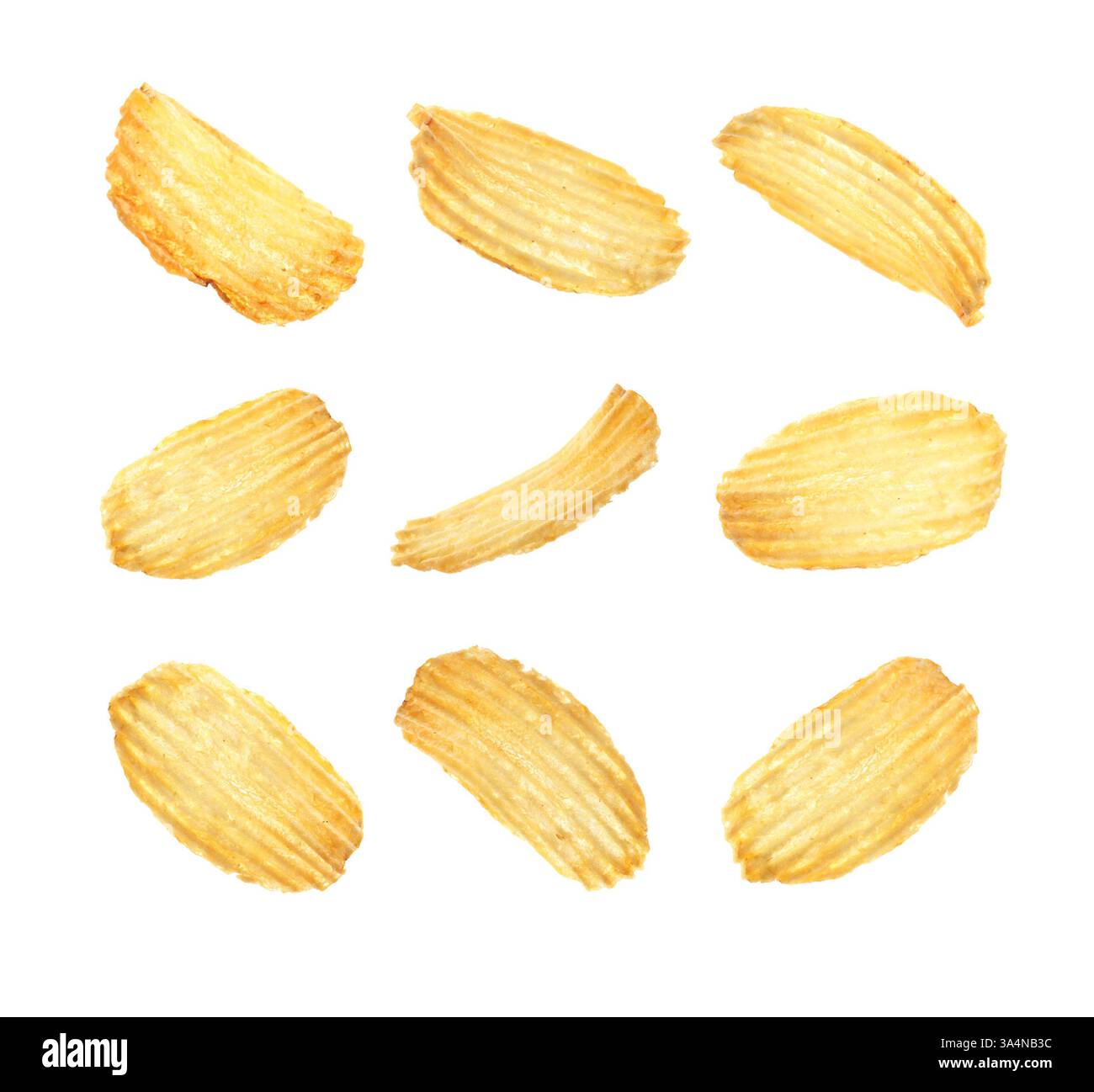 Tasty ridged potato chips on white background, collage Stock Photo - Alamy