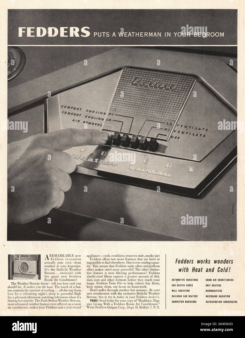 1953 us magazine ad fedders air conditioner hi-res stock photography ...
