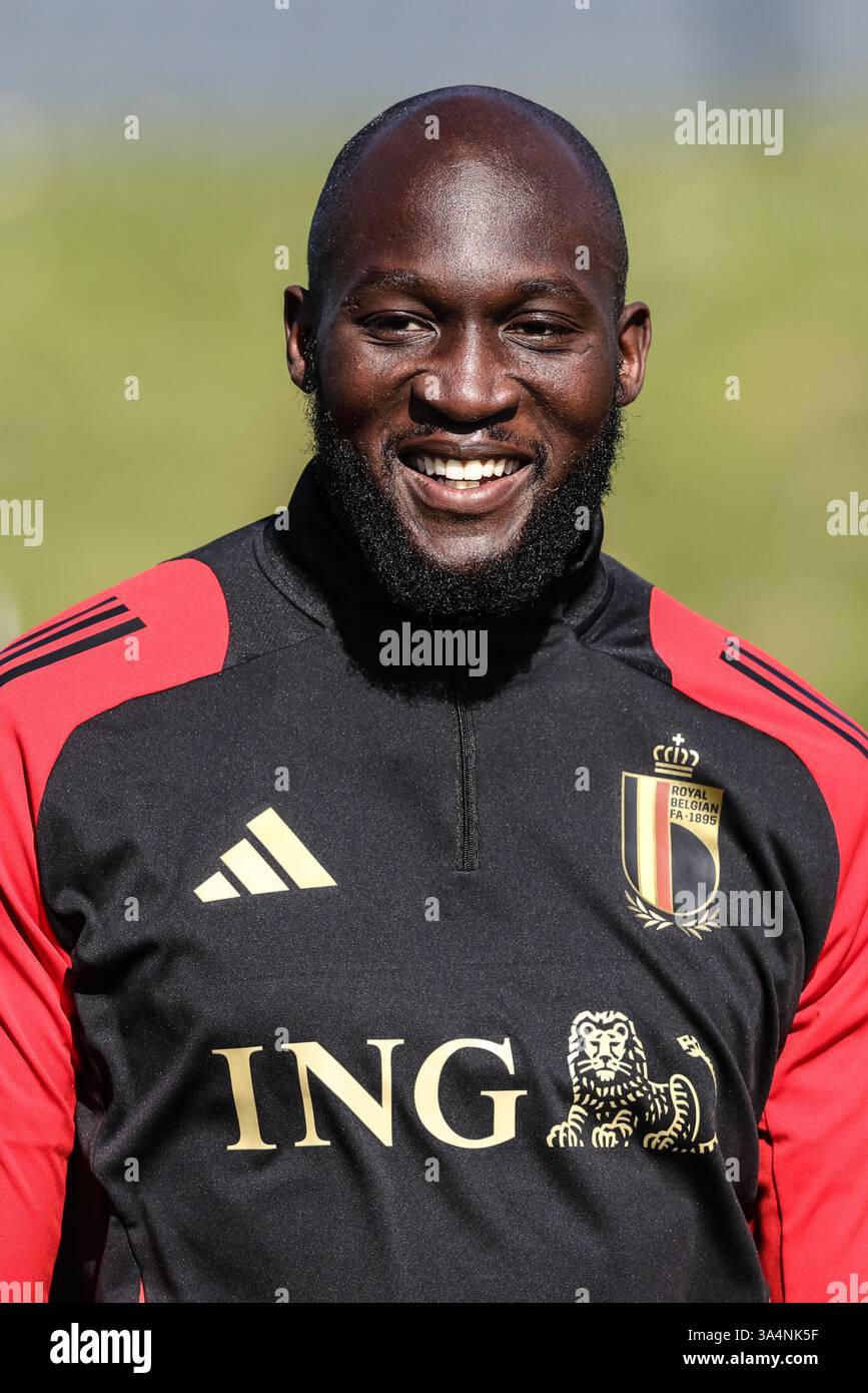 Belgium's Romelu Lukaku pictured during a training session of Belgian ...