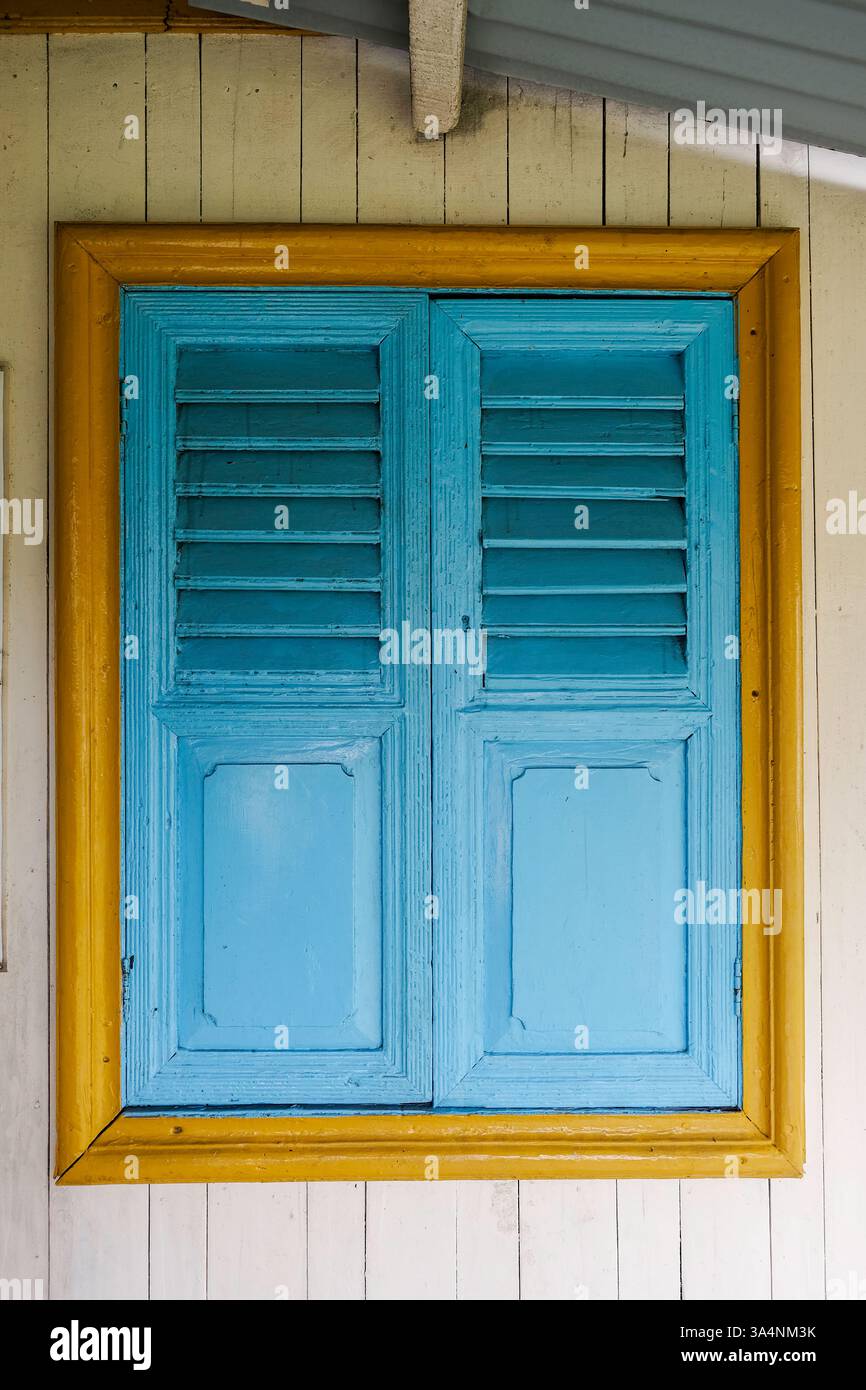 Close-up window of Tuan Kadi's historic house in Pekanbaru, Riau Stock ...