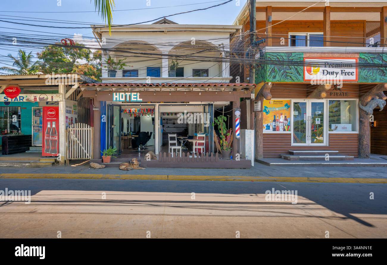 West End, Roatan, Honduras – March 03, 2025: Exterior view of a small ...