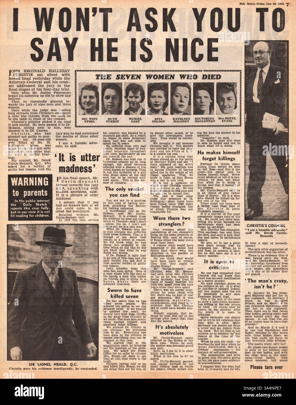 1953 daily sketch 10 rillington place murders hi-res stock photography ...