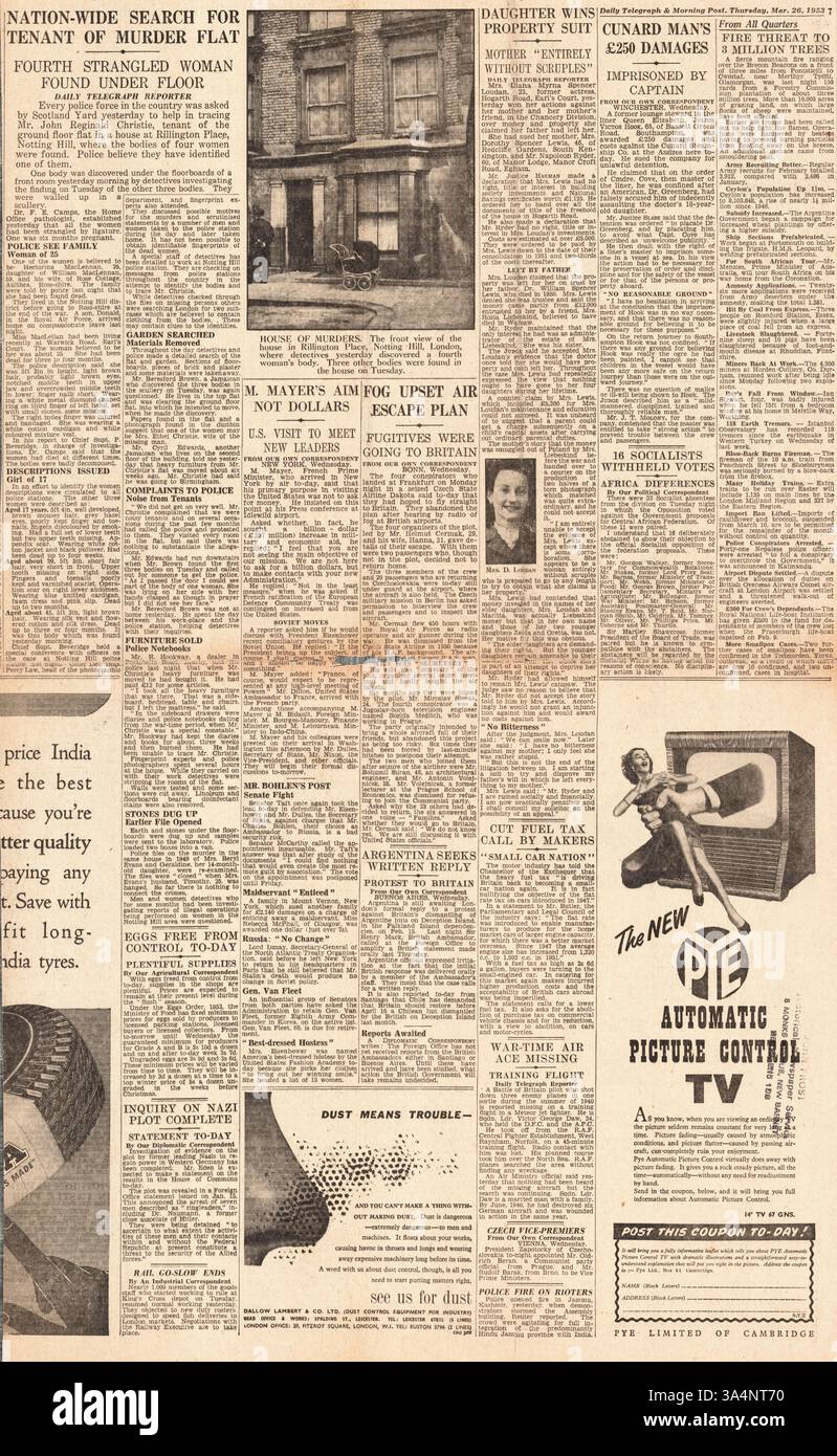 1953 daily telegraph 10 rillington place murders hi-res stock ...