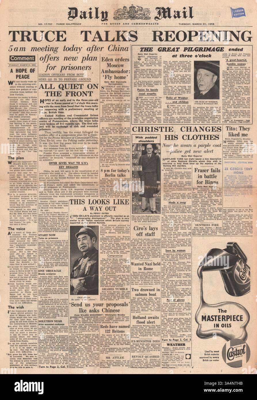 1953 daily mail 10 rillington place murders hi-res stock photography ...