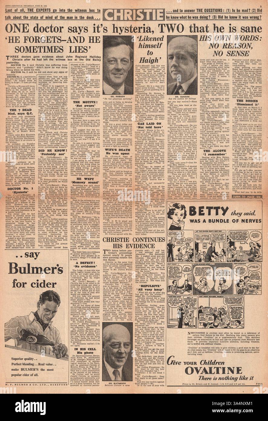 1953 News Chronicle 10 Rillington Place murders Stock Photo - Alamy