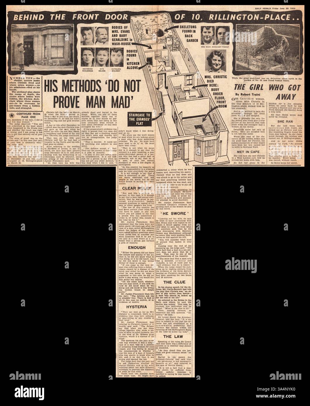 1953 daily herald 10 rillington place murders hi-res stock photography ...