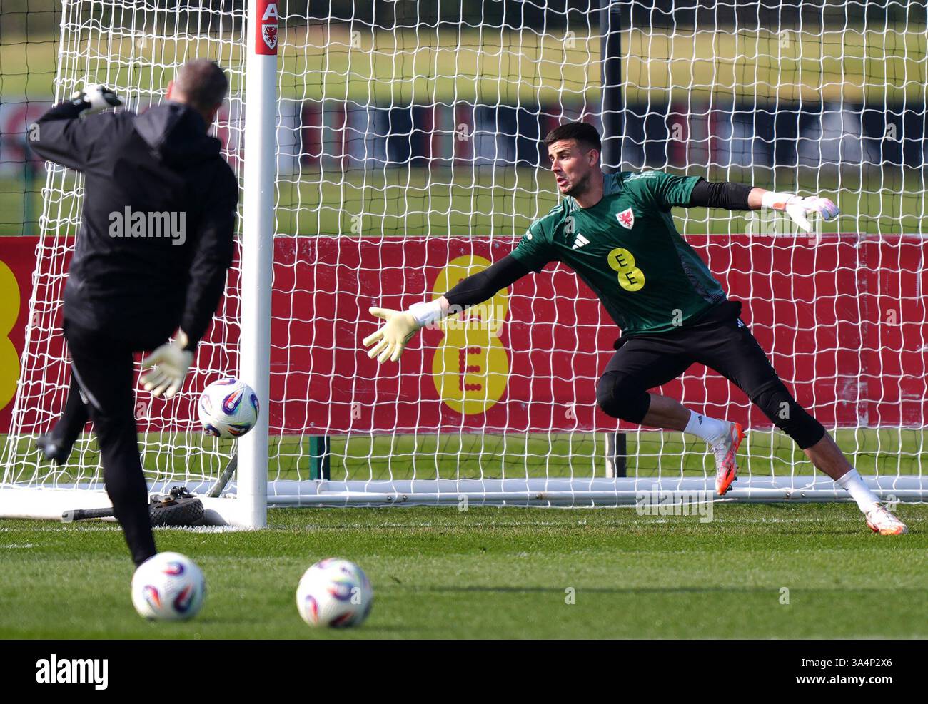 Wales goalkeeper Karl Darlow during a training session at FAW HQ, Vale ...