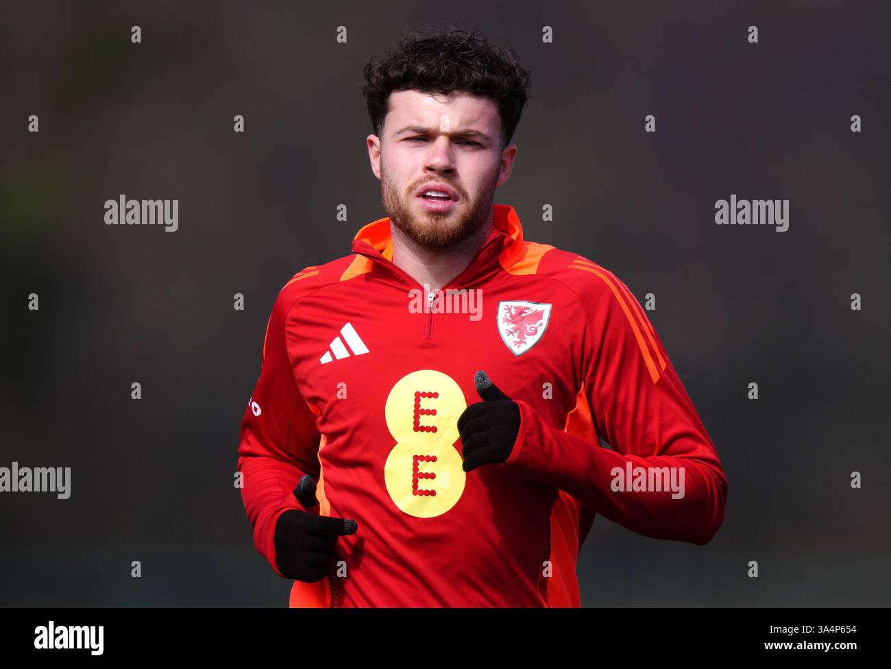 Wales' Neco Williams during a training session at FAW HQ, Vale Resort ...
