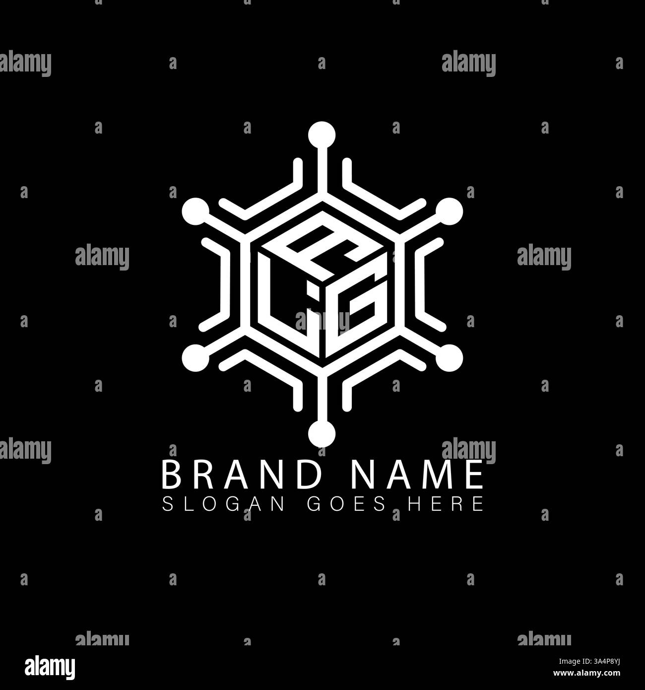 ALG Unique modern flat abstract geometric initials vector letter logo ...