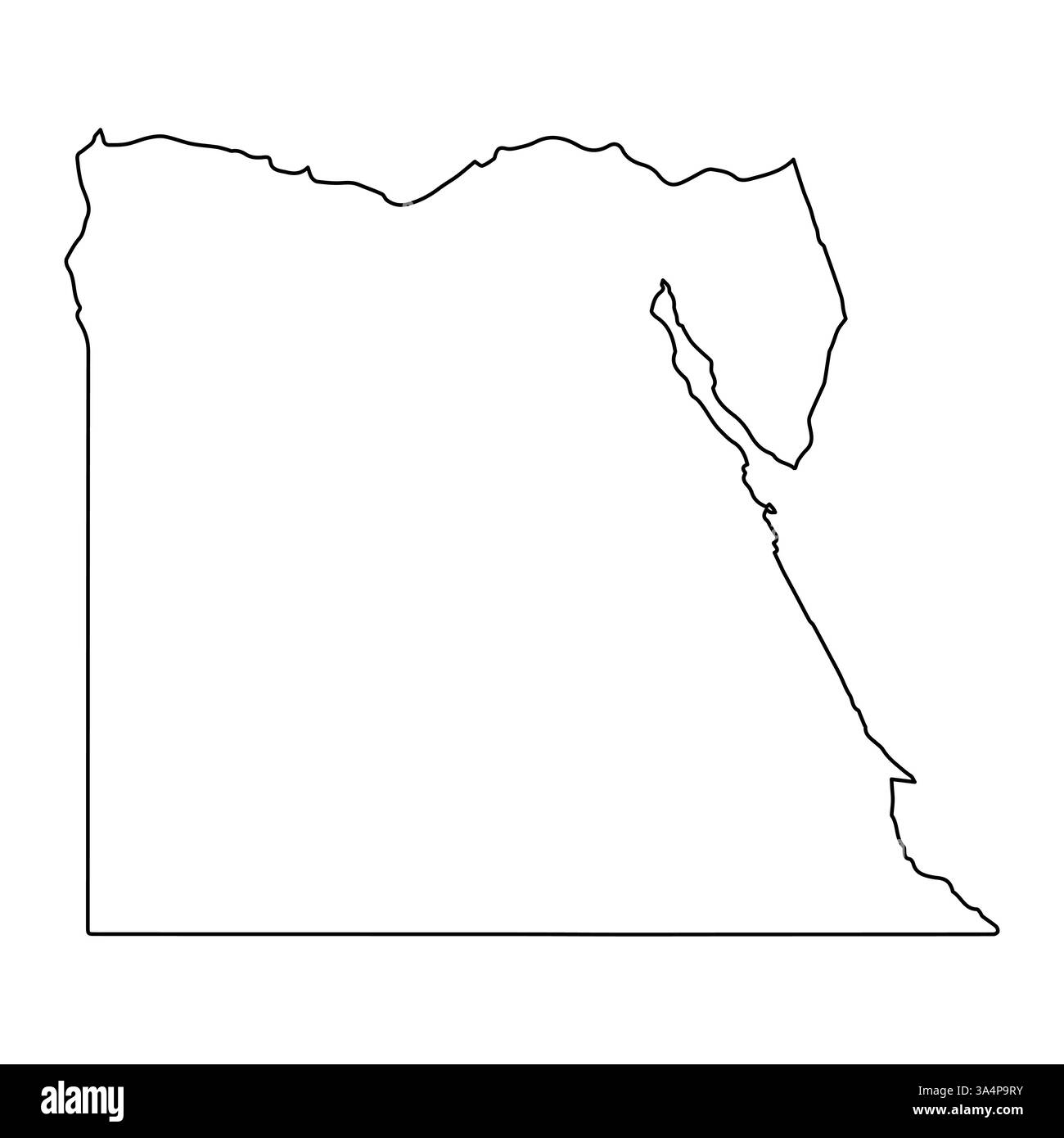 Outline Map of Egypt with Clear Precise and Simplified Borders Stock ...
