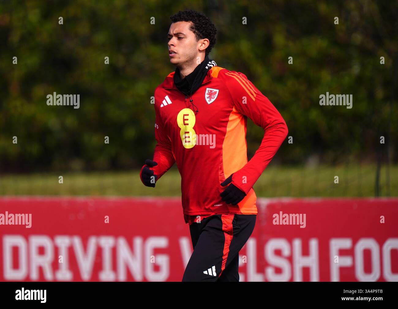Wales' Brennan Johnson during a training session at FAW HQ, Vale Resort ...