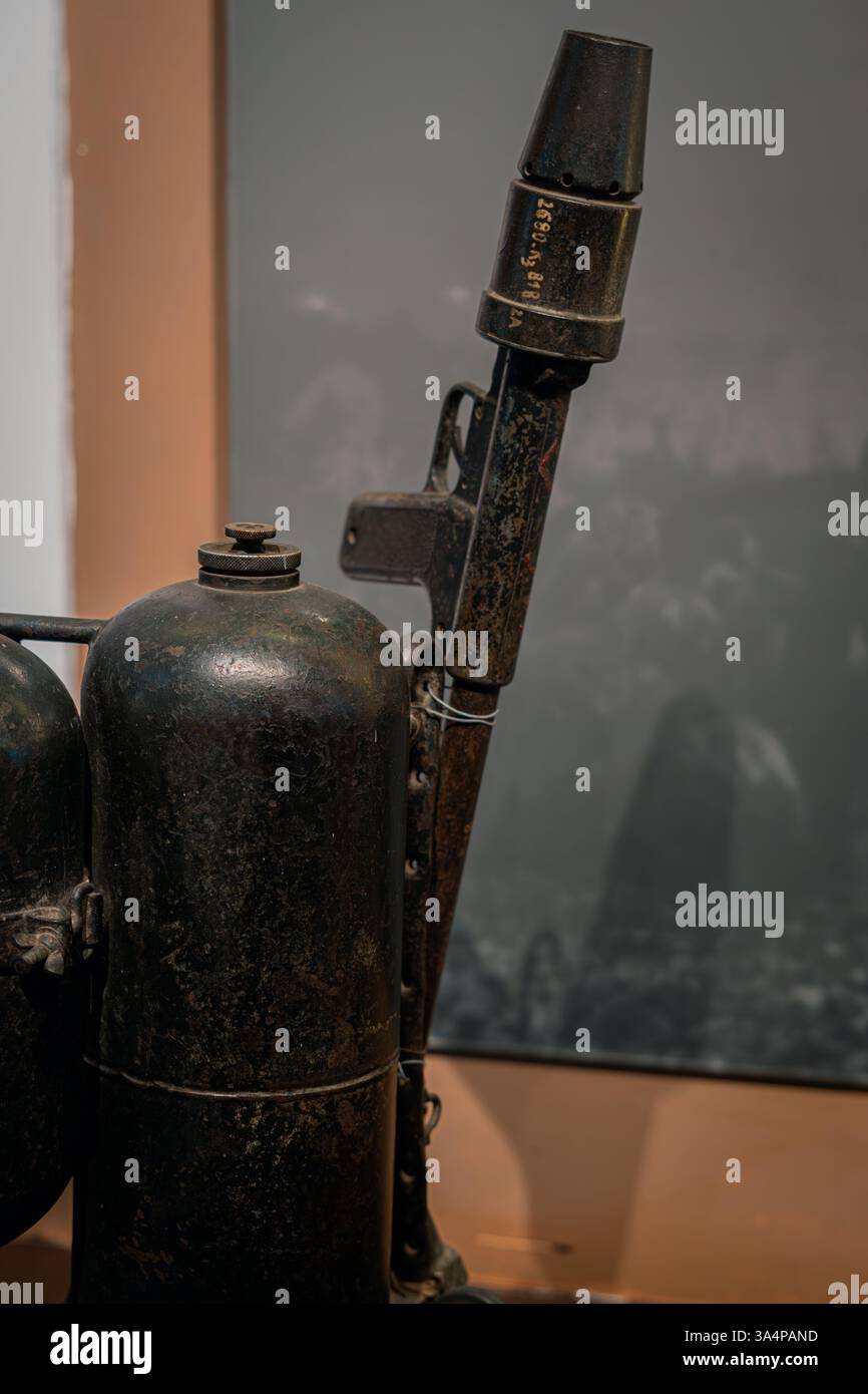 American M2 flamethrower displayed inside the Hanoi Military History ...
