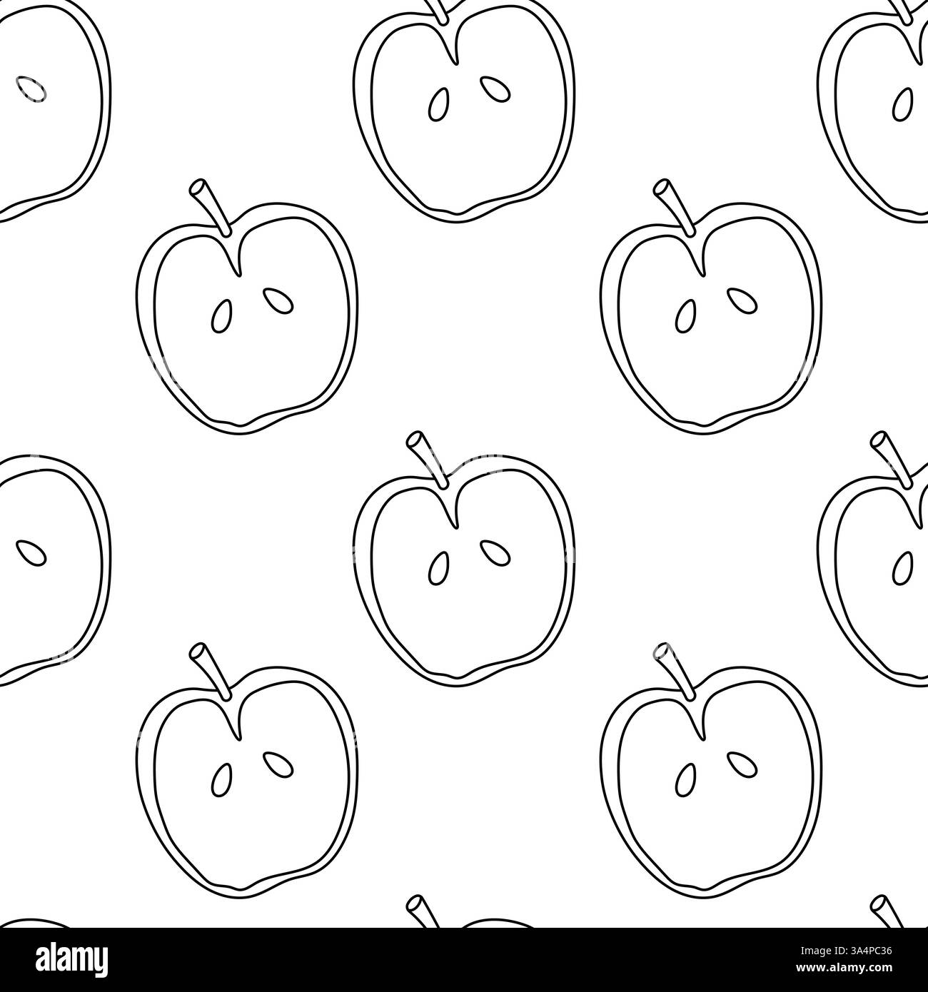 Simple outlined apple pattern on white background for design and decor ...