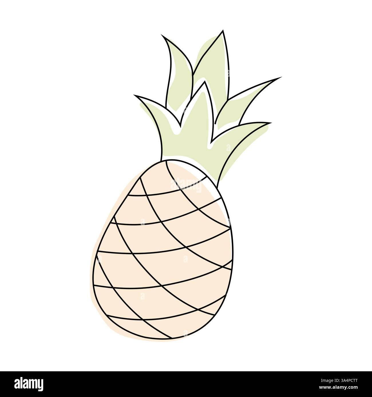 Bright and cheerful pineapple illustration with green leaves and ...