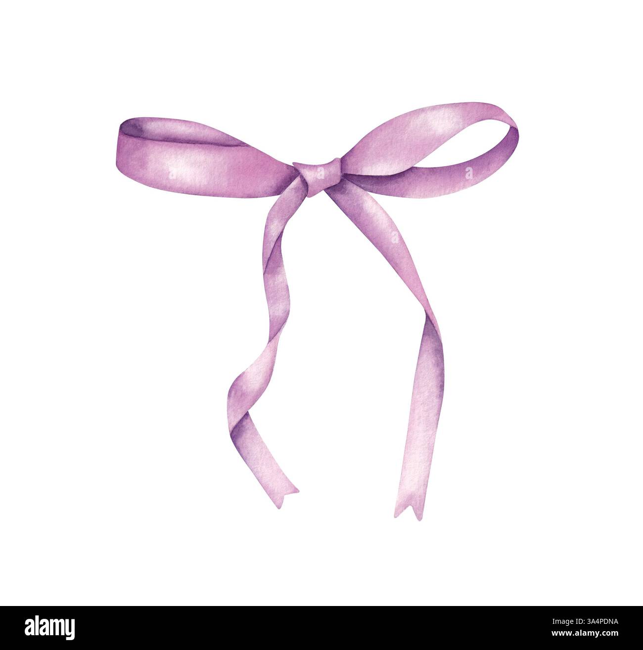 Hand drawn mauve bow. Watercolor illustration isolated on white ...