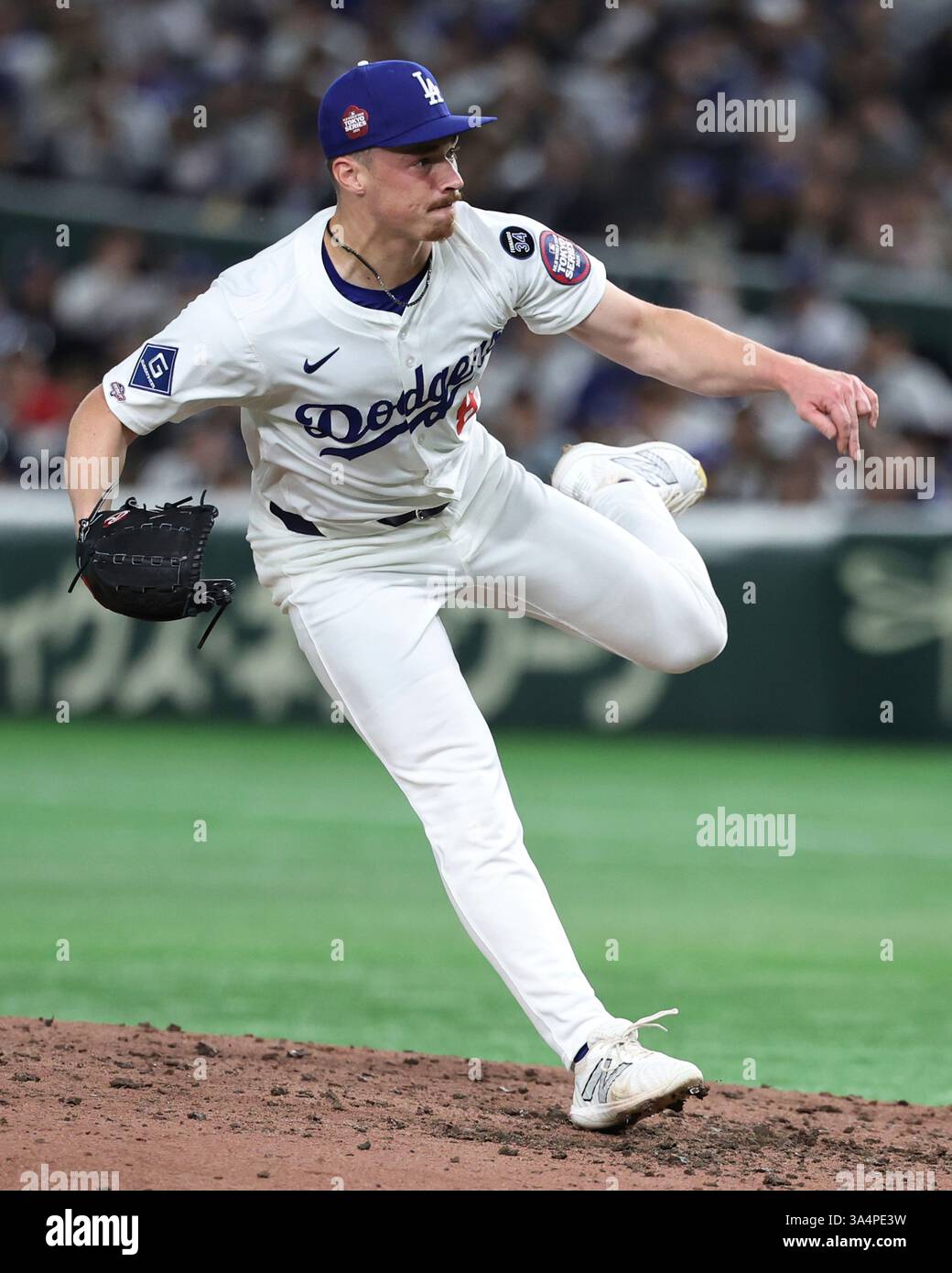 Jack Dreyer of Los Angeles Dodgers throws a ball during the MLB Tokyo ...