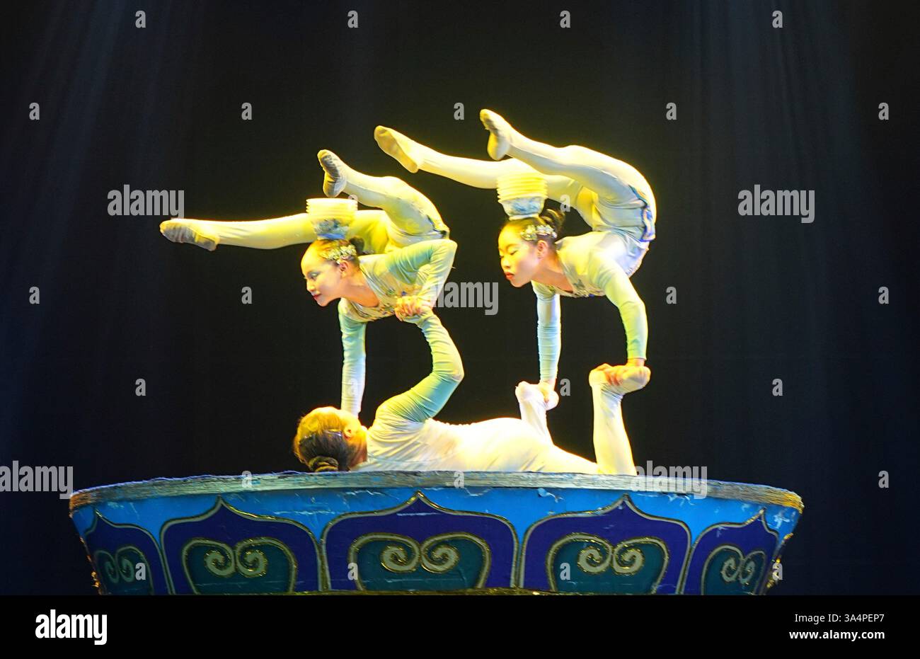 Performers on the Suining Acrobat Troupe act for the audience in ...