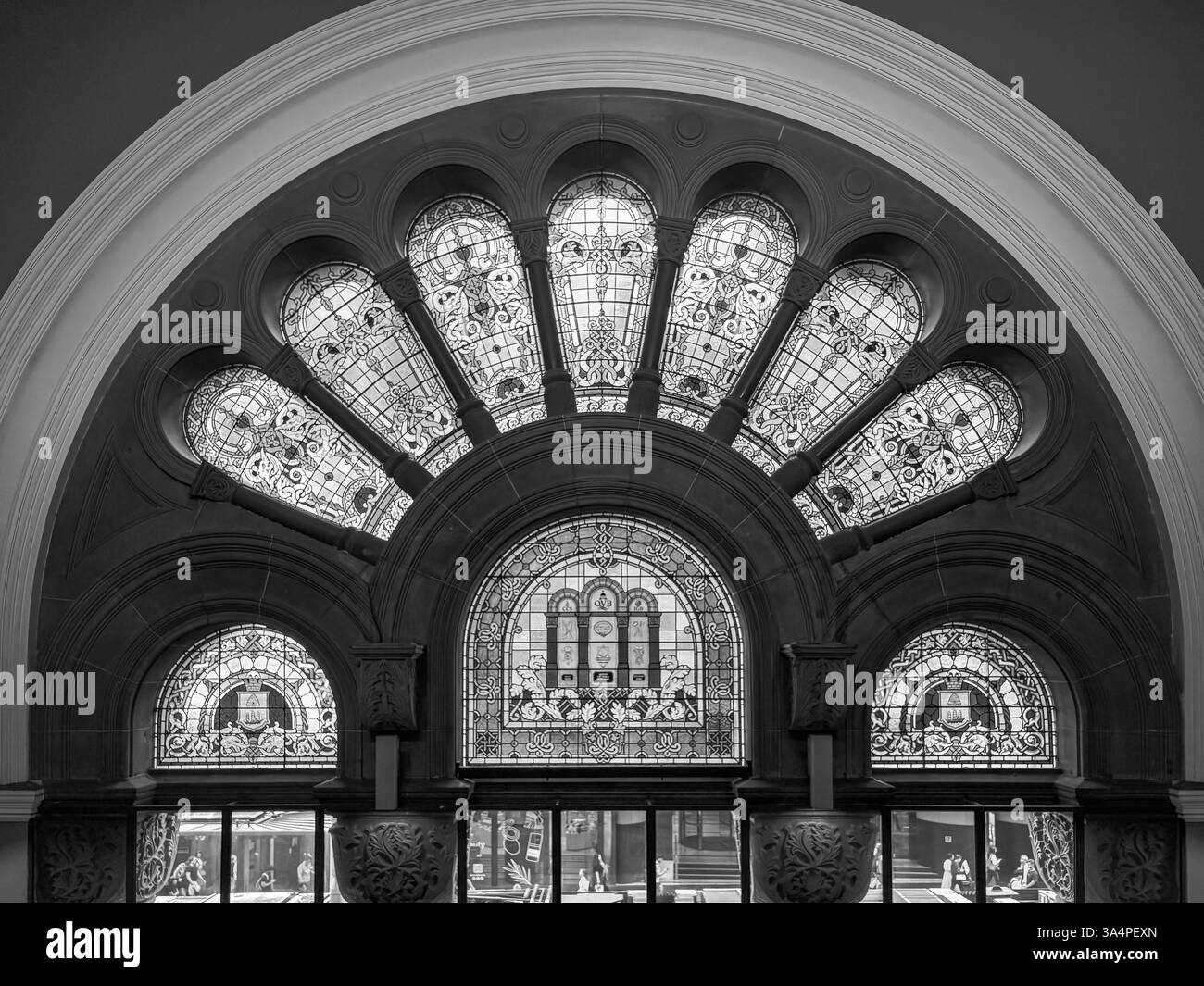 Stained glass windows in historic Black and White Stock Photos & Images ...