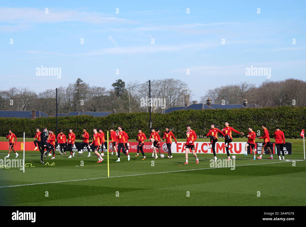 Wales players during a training session at FAW HQ, Vale Resort, Hensol ...