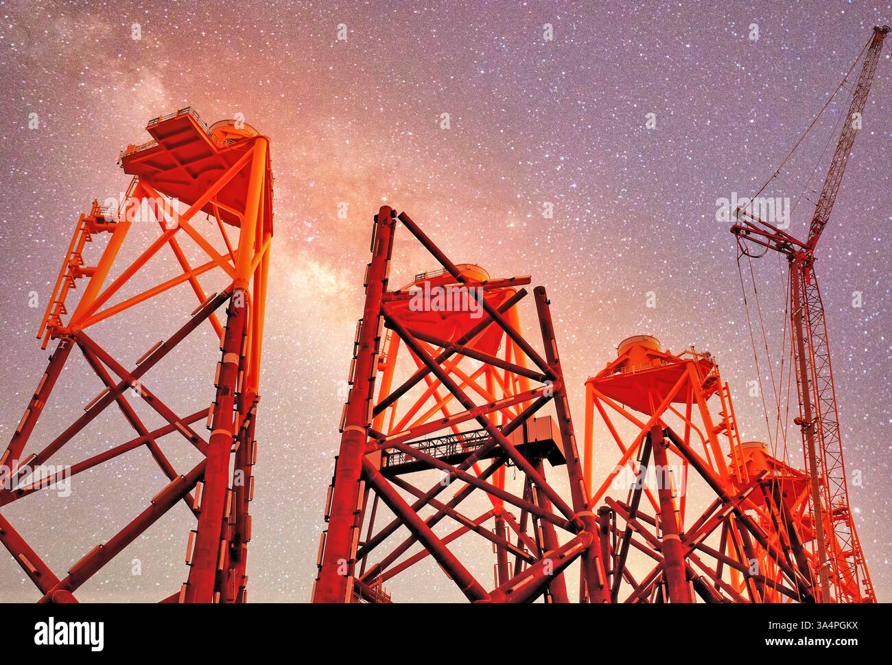 Wind Turbine structures awaiting completion and transporting during ...