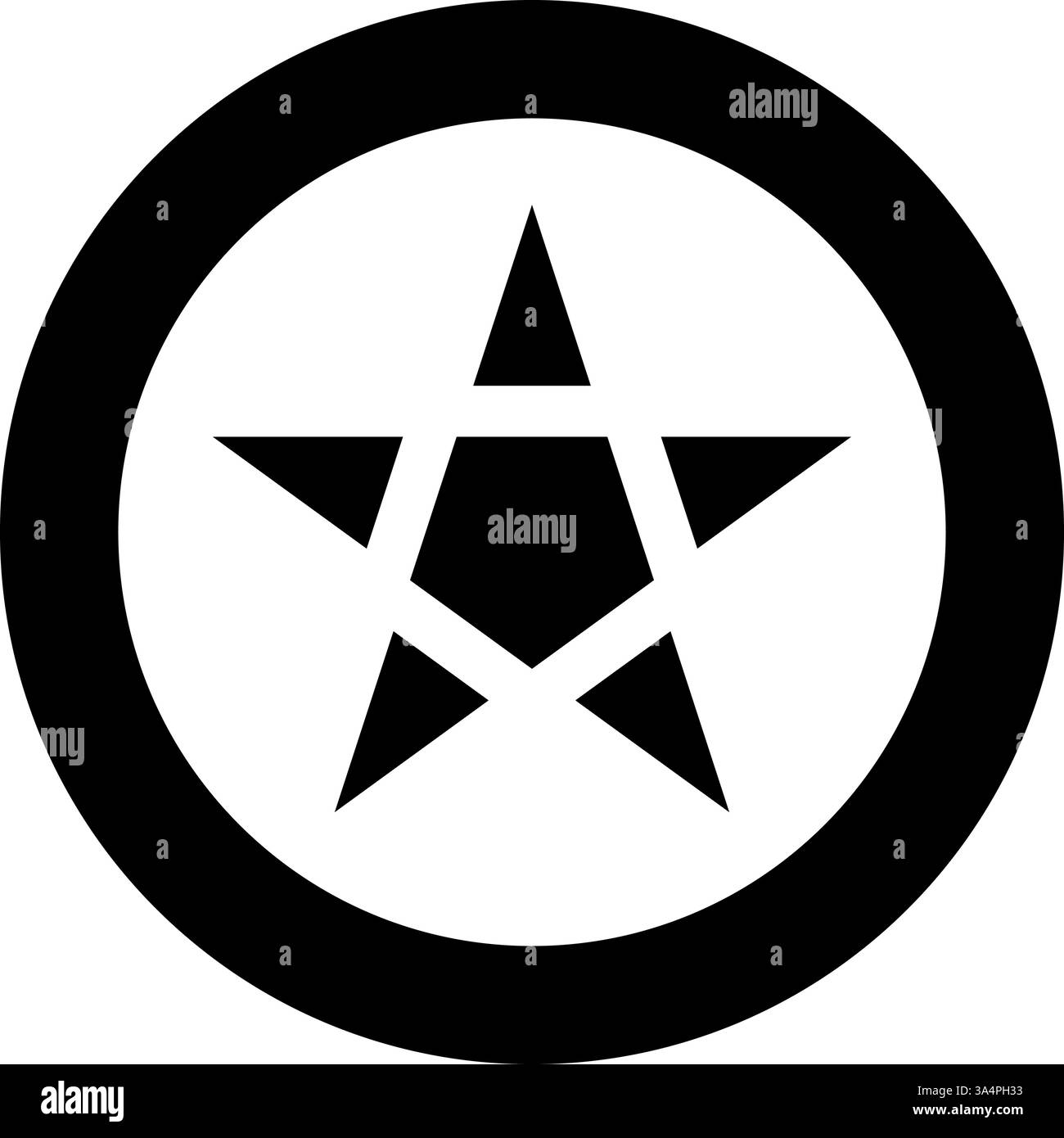 Pentagram Neo paganism sign five pointed star icon in circle round ...