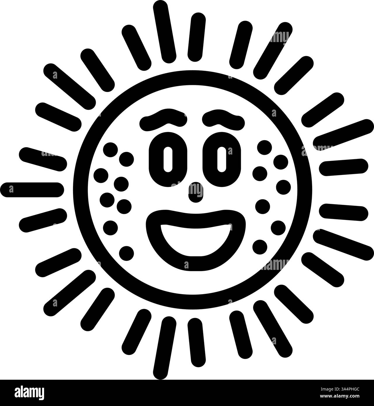 happy rays cute sun character line icon vector illustration Stock ...