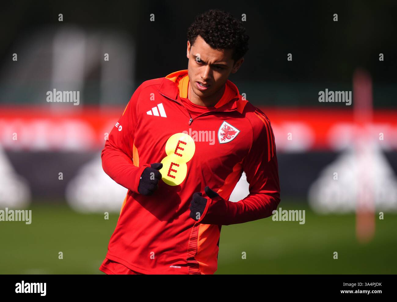 Wales' Brennan Johnson during a training session at FAW HQ, Vale Resort ...