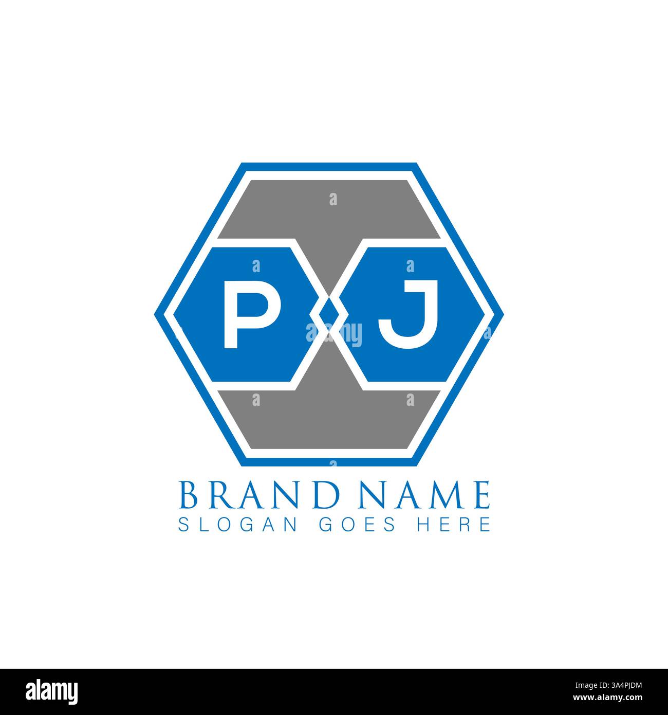 PJ Unique modern flat abstract geometric initials vector letter logo ...