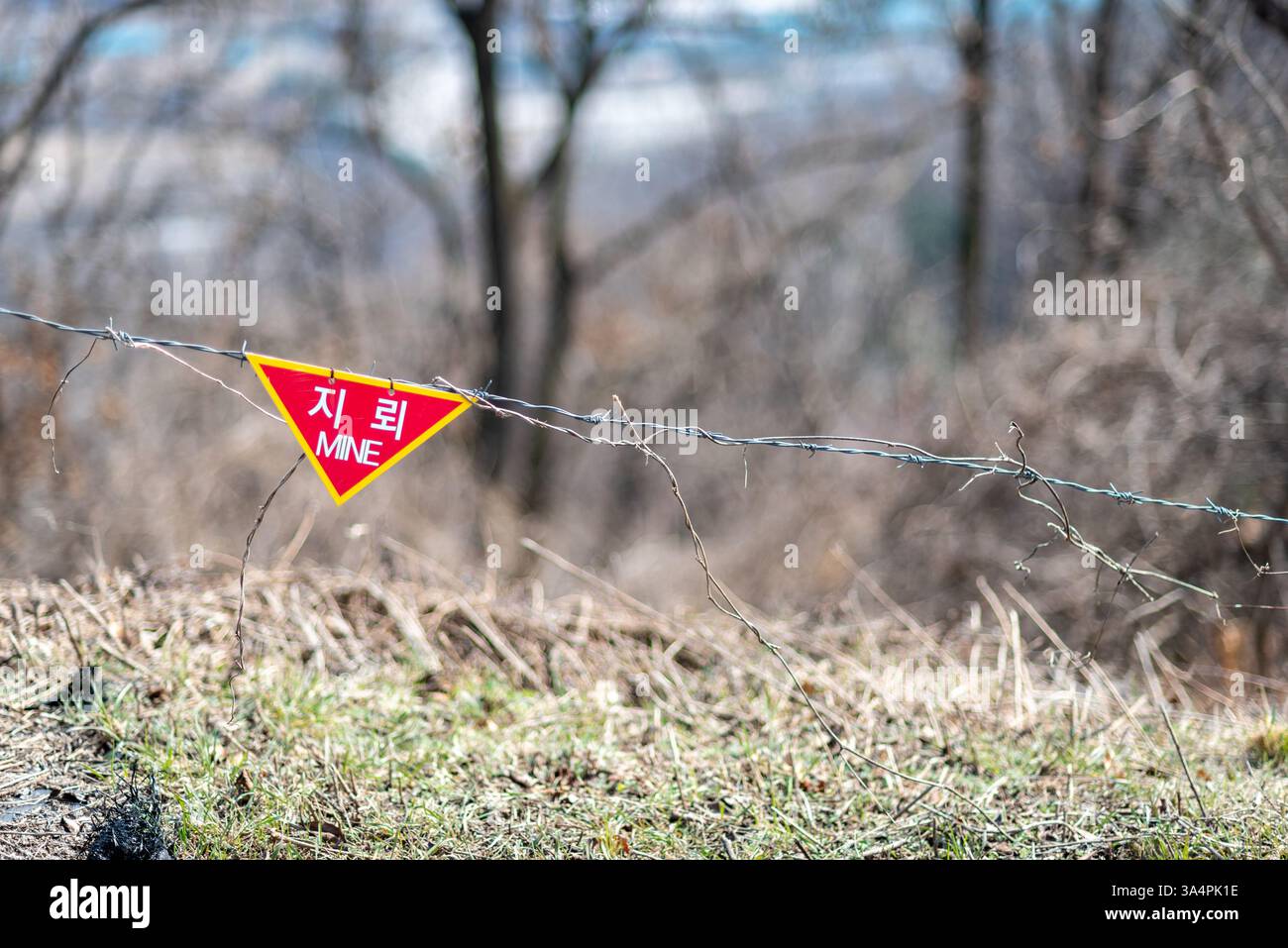 Marking of minefield at the DMZ near Third Infiltration Tunnel in ...