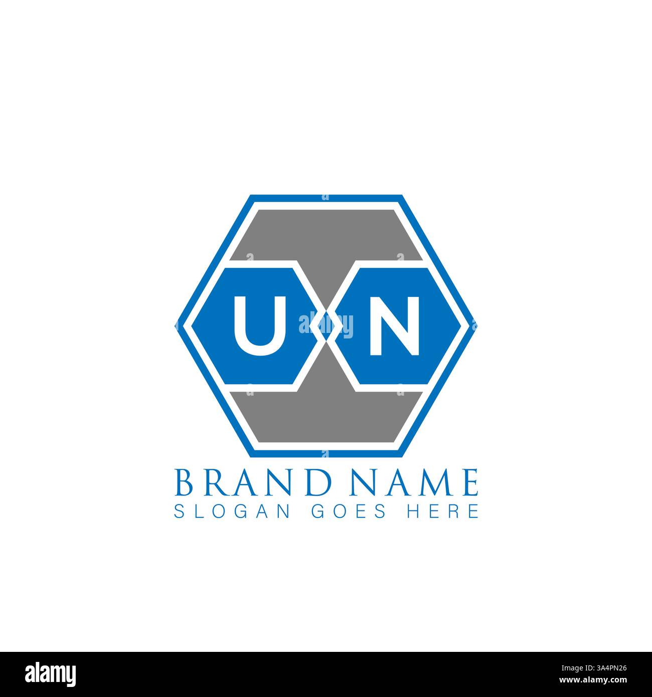 UN Unique modern flat abstract geometric initials vector letter logo design. UN monogram logo ...
