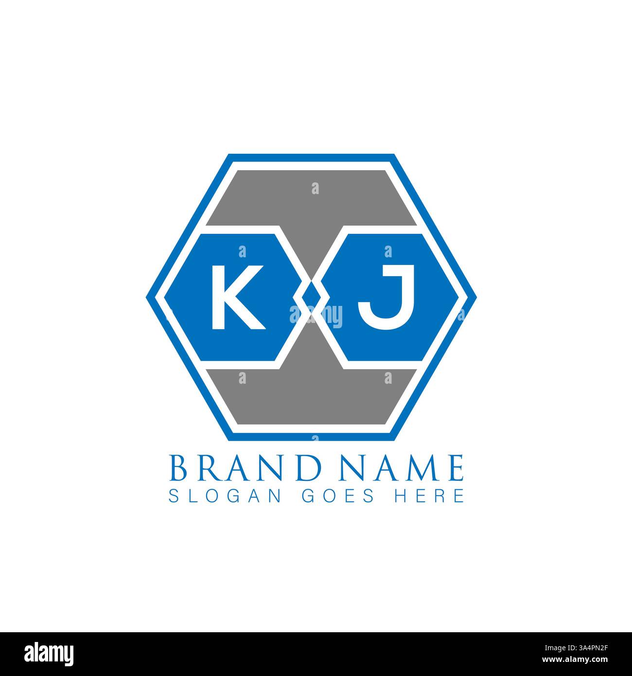 KJ Unique modern flat abstract geometric initials vector letter logo ...