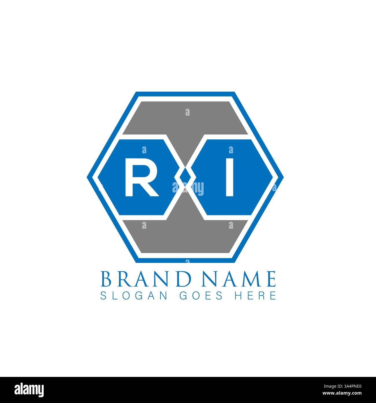 RI Unique modern flat abstract geometric initials vector letter logo ...