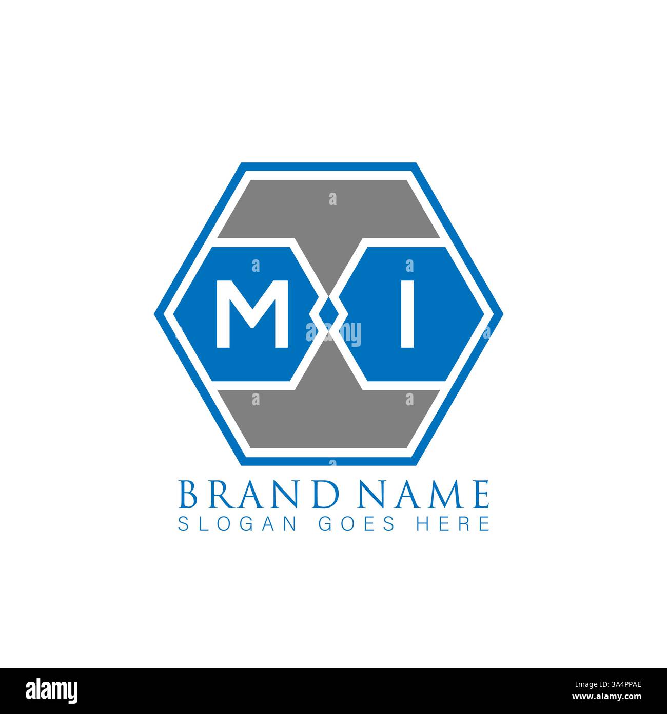 MI Unique modern flat abstract geometric initials vector letter logo ...