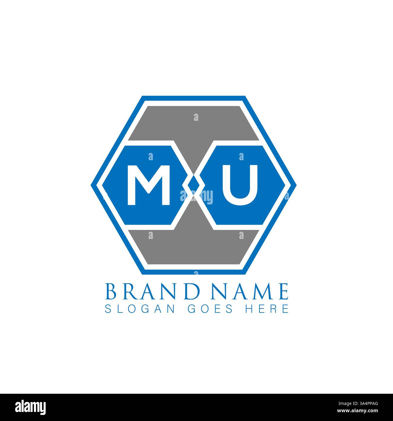 MU Unique modern flat abstract geometric initials vector letter logo ...