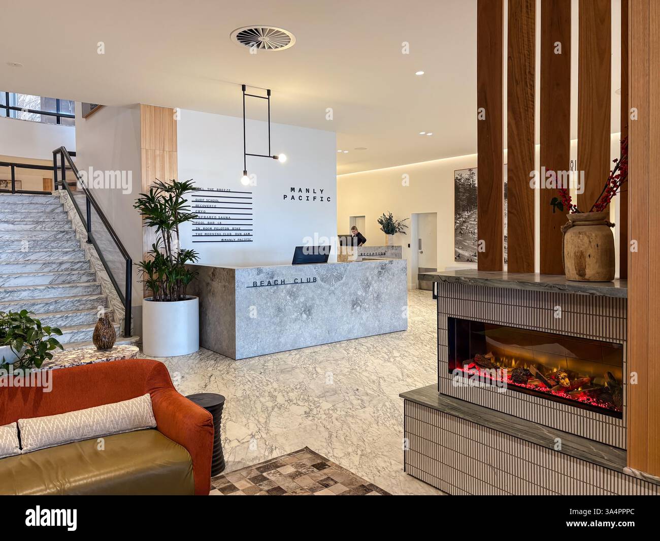 Reception area of the Manly Pacific Hotel in Sydney, Australia ...