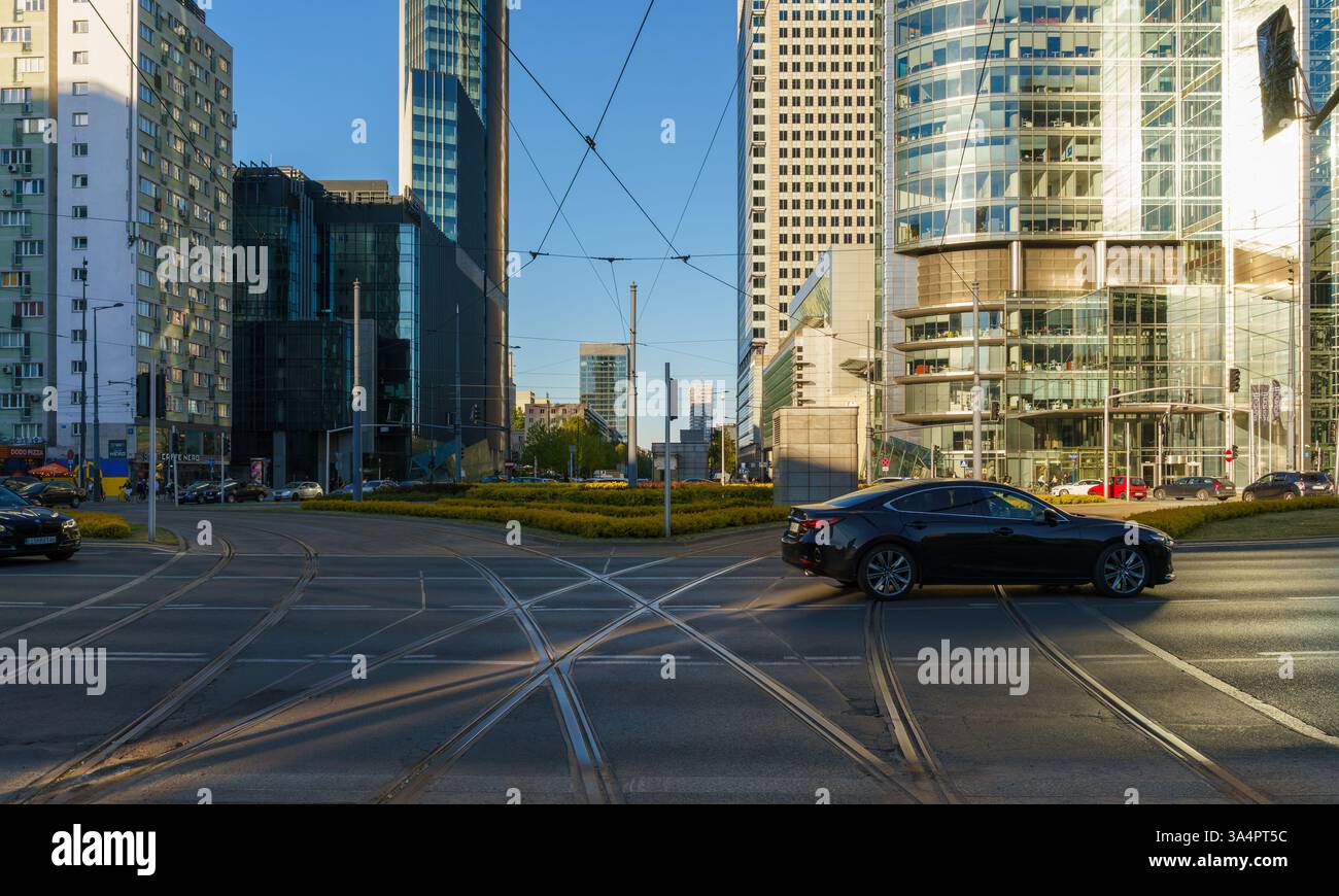 Warsaw, Poland business city center - Skyscrapers on Rondo ONZ (UN ...